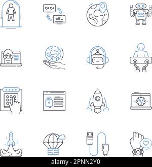 Smart machines line icons collection. Robotics, Automation, Artificial intelligence, Machine ...