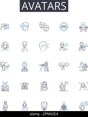 Avatars line icons collection. Comrades, Doppelgangers, Alternates ...