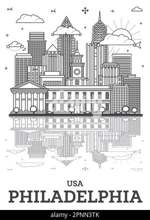 Philadelphia cityscape line art vector illustration Stock Vector Image ...