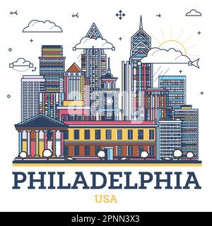 Philadelphia cityscape line art vector illustration Stock Vector Image ...
