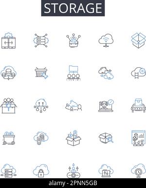 Storage line icons collection. Preservation, Safekeeping, Hoarding ...