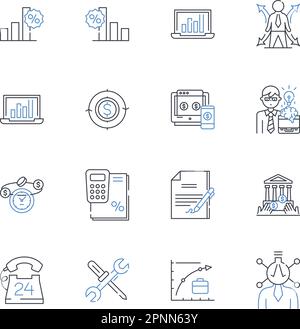 Payroll line icons collection. Wages, Deductions, Taxes, Benefits ...
