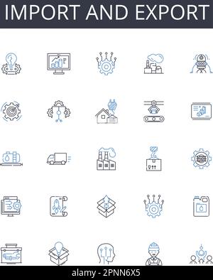 Inwards entry line icons collection. Gate, Access, Entryway, Portal ...