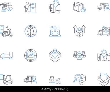 Material handling line icons collection. Warehouse, Forklift, Conveyor ...