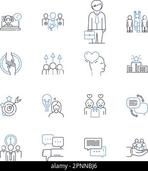 Executive coaching line icons collection. Leadership, Performance ...