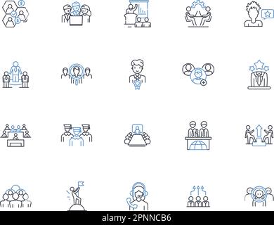 Strategic control line icons collection. Plan, Direction, Authority, Management, Guidance ...
