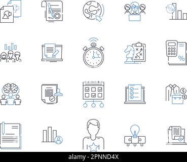 Competitive intelligence line icons collection. Analysis, Benchmarking, Profiling, Monitoring ...