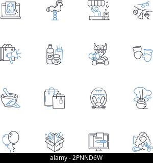 Personalized gifts line icons collection. Engraved, Embroidered ...