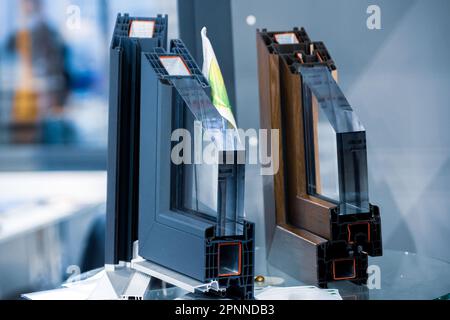 Sectional PVC window with thick glass Stock Photo - Alamy