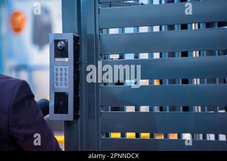Front door combination lock with camera for fencing systems Stock Photo ...