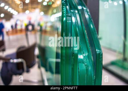 Thick bulletproof glass. Side view Stock Photo - Alamy