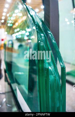 Thick bulletproof glass. Side view Stock Photo - Alamy