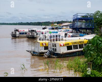 Nauta, Loreto, Peru - April, 2022: Nauta seen from a boat on the ...