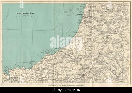 CARDIGAN BAY vintage tourist map. Aberaeron Aberystwyth Wales WARD LOCK ...