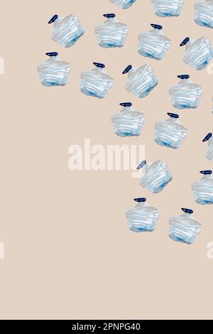 group of smashed empty plastic bottles, isolated on white background ...