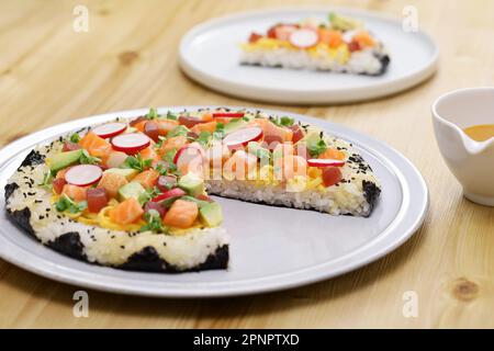 homemade Sushi pizza, creative sushi originating in Toronto, Canada ...