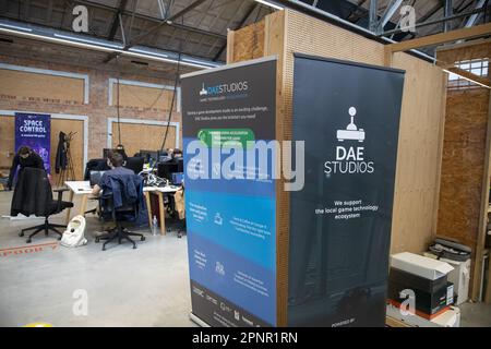 DAE Studios logo pictured during the official launch of Flanders Game ...