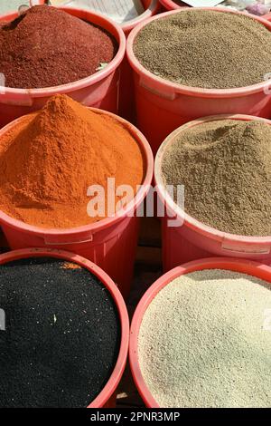 Closeup of mixed spices sold in a market in Samarkand, Uzbekistan Stock ...