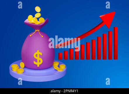 Purple Money Bag with Dollar Sign Web Icon on a white background. 3d ...