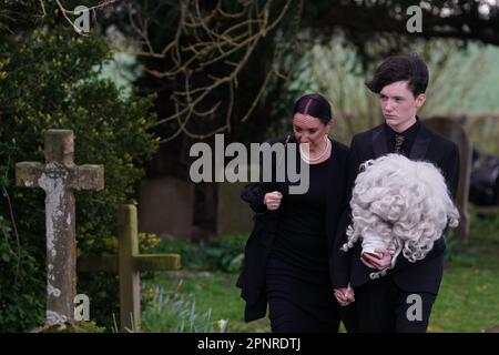 Daughter of Paul O'Grady, Sharyn Mousley, arriving for the funeral of ...