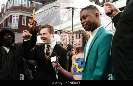 Noah Matthews, Florence Bensberg and Caelan Edi attending the world ...