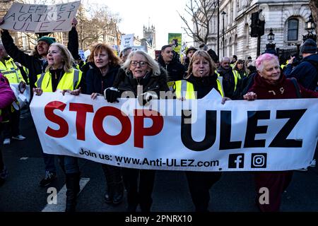 Stop Ulez Protest outside Downing Street in Feb 2023 by small group of ...