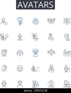 Avatars line icons collection. Comrades, Doppelgangers, Alternates ...