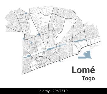 Printable street map of Lome, Togo. Map template for business use Stock ...