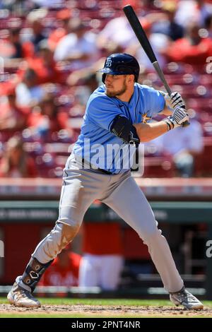 Tampa Bay Rays' Luke Raley slides into home plate safely on a sacrifice ...