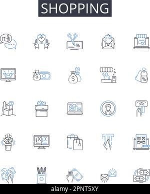 Retail excursion line icons collection. Shopping, Discounts, Deals ...