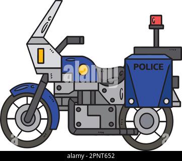 Police Motorcycle Colored Cartoon Illustration Stock Vector Image & Art ...