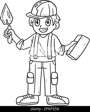 Labor Day Mason and Bricks Coloring Page for Kids Stock Vector Image ...