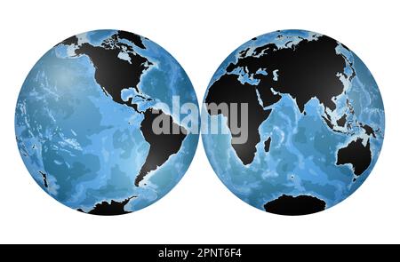 Highly detailed World Map silhouette in globe shape of Earth. Nicolosi ...