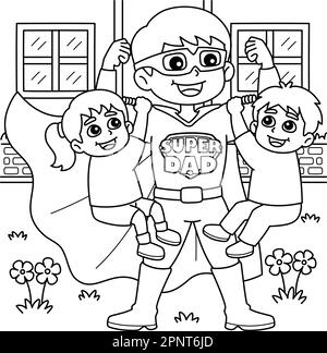 Fathers Day Super Dad Coloring Page Illustration Stock Vector Image ...
