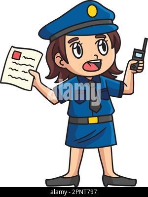Policewoman Cartoon Colored Clipart Illustration Stock Vector Image ...