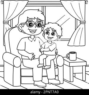 Son Sitting on Fathers Lap Cartoon Colored Clipart Stock Vector Image ...