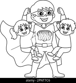 Fathers Day Super Dad Coloring Page for Kids Stock Vector Image & Art ...