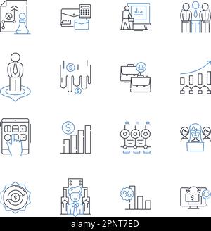 Payroll line icons collection. Wages, Deductions, Taxes, Benefits ...