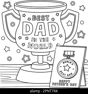 Fathers Day Dad Trophy Coloring Page for Kids Stock Vector Image & Art ...