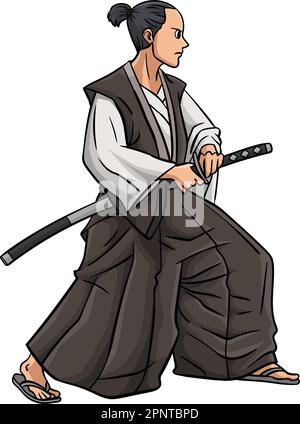 Samurai Sword Colored Cartoon Illustration Stock Vector Image & Art - Alamy