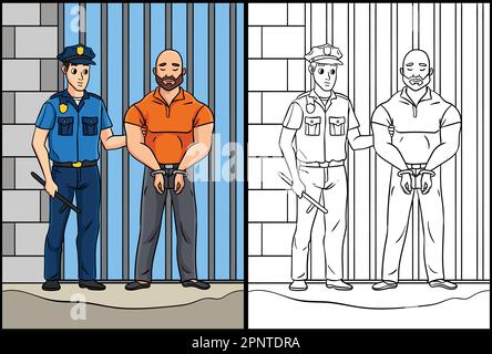 Corrections Officer Colored Cartoon Illustration Stock Vector Image ...