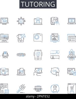 Tutoring line icons collection. Coaching, Mentoring, Advising, Instructing, Guiding, Educating ...