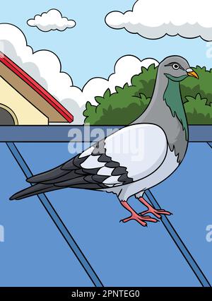 Pigeon Animal Cartoon Colored Clipart Illustration Stock Vector Image ...