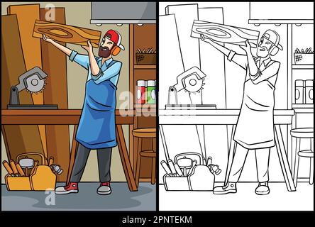 Carpenter Coloring Page for Kids Stock Vector Image & Art - Alamy