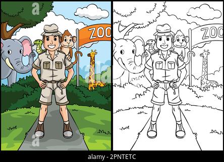 Zookeeper Coloring Page for Kids Stock Vector Image & Art - Alamy