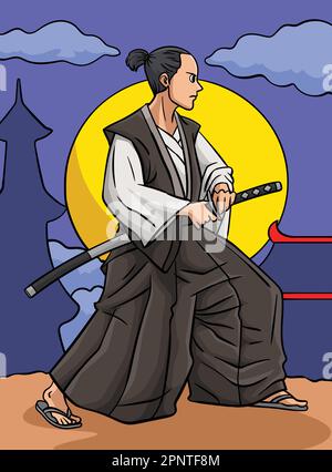Samurai Sword Cartoon Colored Clipart Illustration Stock Vector Image ...