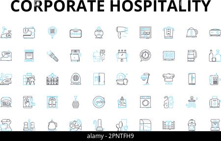 Corporate hospitality linear icons set. Nerking, VIP, Hospitality ...
