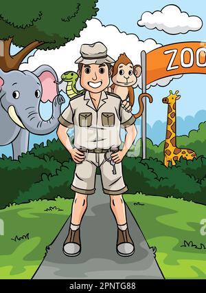 Zookeeper Cartoon Colored Clipart Illustration Stock Vector Image & Art ...