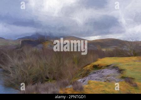 Digital painting of an abandoned Cornish Beam Engine at Dorothea Slate ...