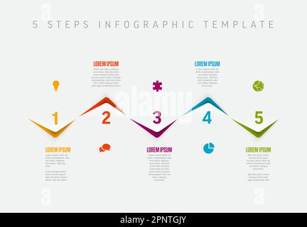 Vector horizontal process progress template diagram schema with five ...
